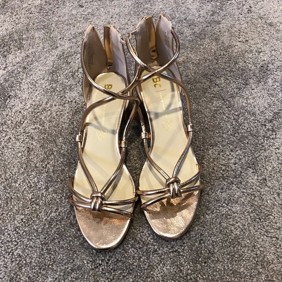 BC Footwear | Shoes | Bc Brand Metallic Strappy Square Heel Size 9 ...